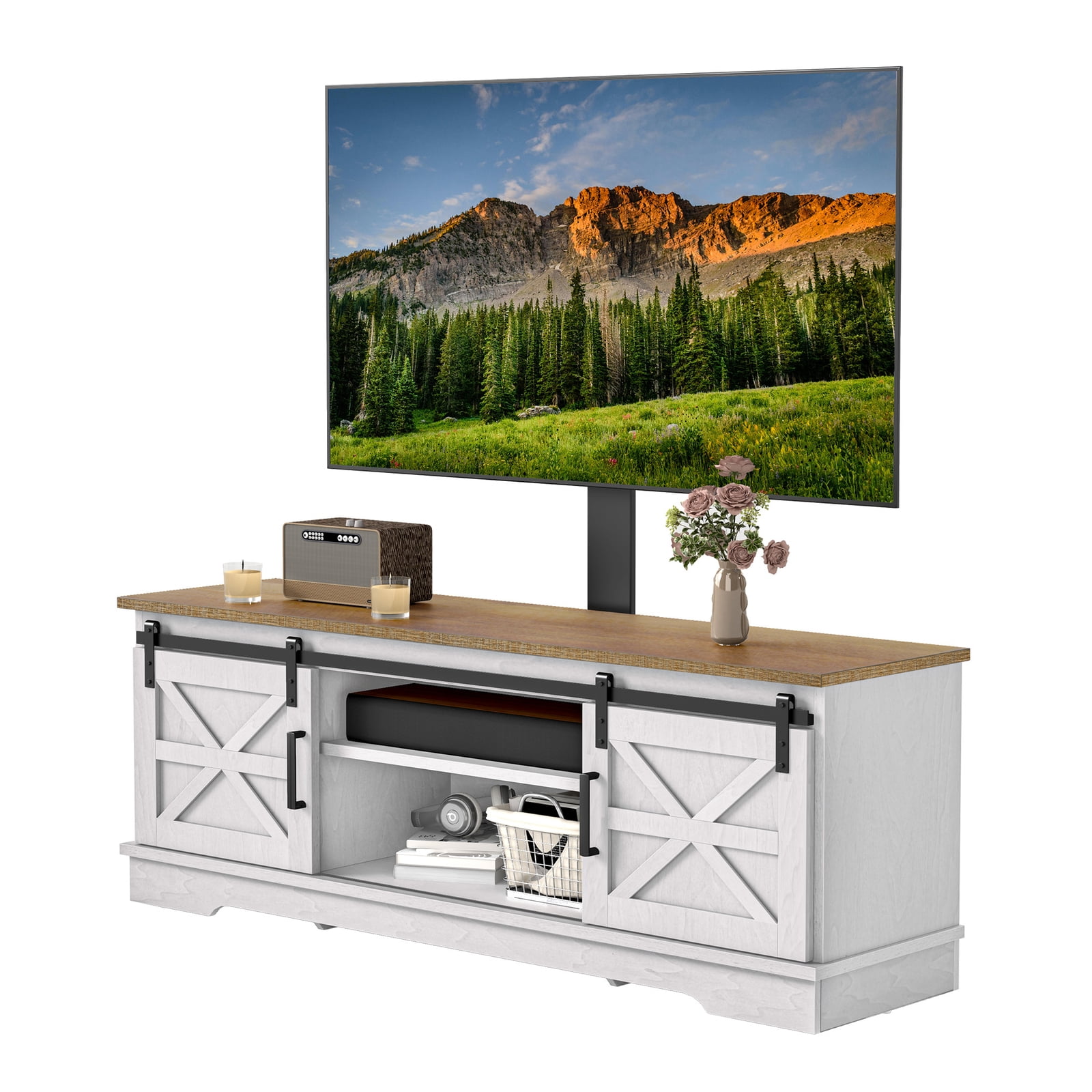 Dejiavue TV Stand for TVs up to 65 Inch, Farmhouse Entertainment Center ...