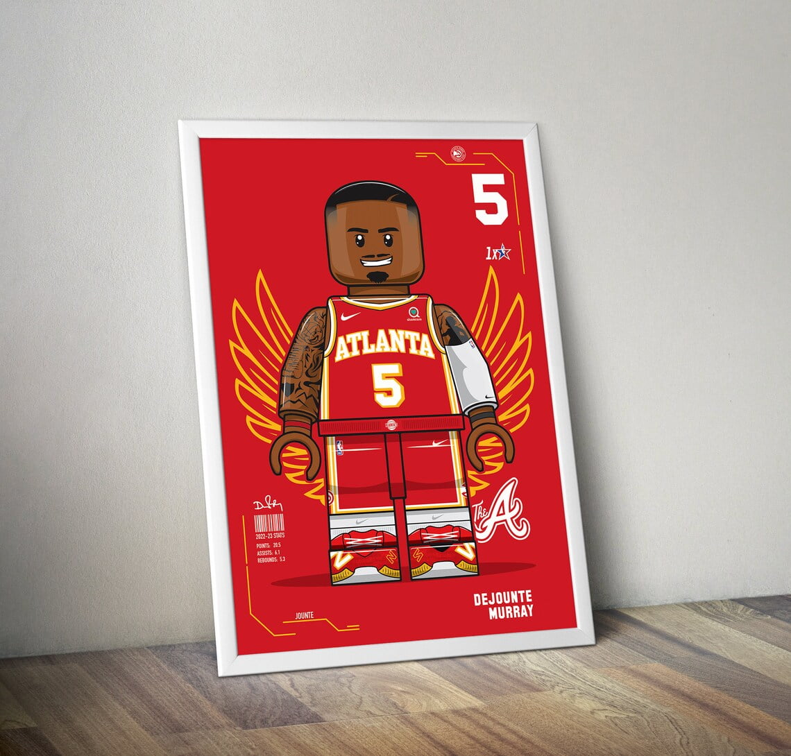 Dejounte Murray Atlanta Hawks NBA Poster Lego-Style Wall Art, Size ...