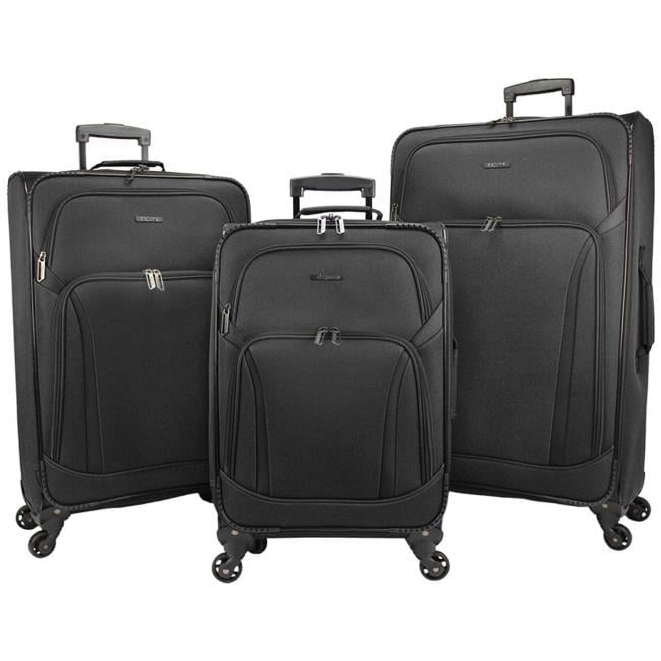 Dejuno Oslo 3-Piece Lightweight Expandable Spinner Luggage Set - Black - Walmart.com