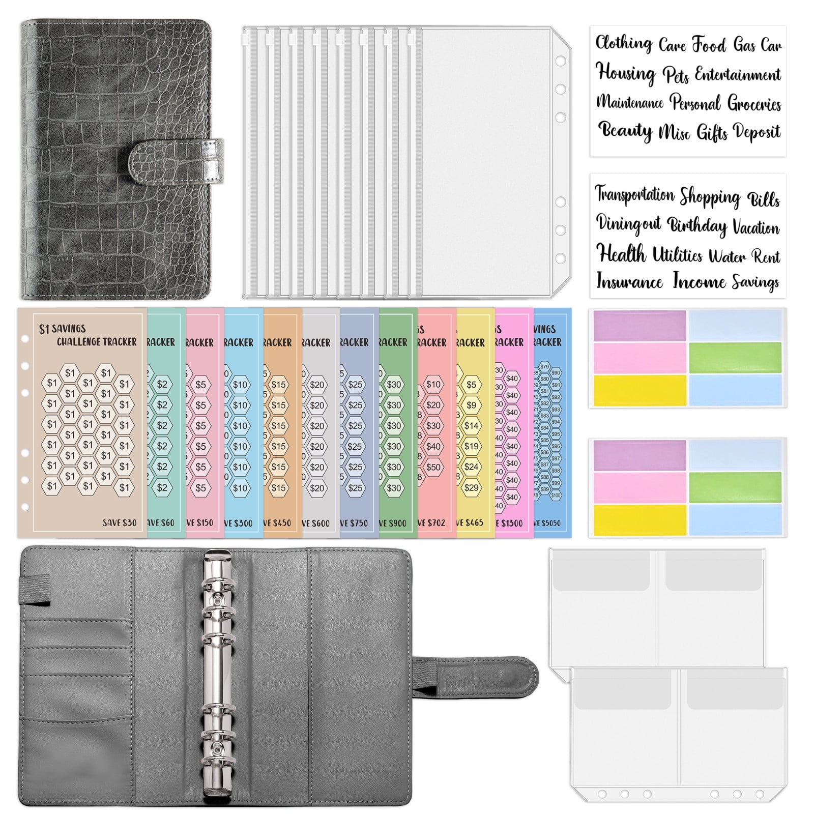 Dejupe Budget Binder Set, Money Saving Binder with Zipper Envelopes ...