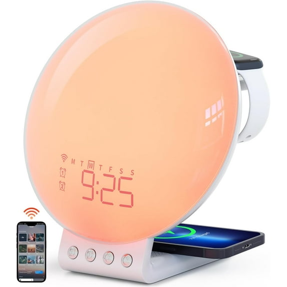Dekala Smart Sunrise Alarm Clock with Wireless Charging for iPhone 14 ...
