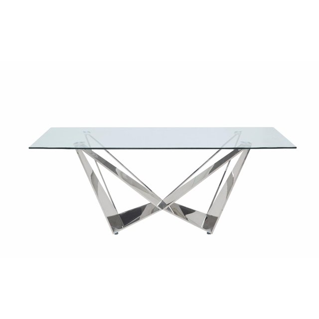 Dekel Dining Contemporary styled Glass Table in Chrome Finish - Walmart.com