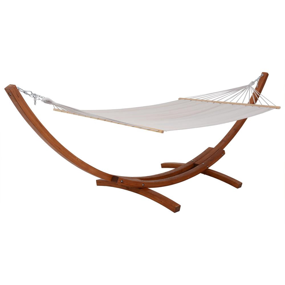 Deko Living Outdoor Cedar Wood Hammock with White Textilene Fabric ...