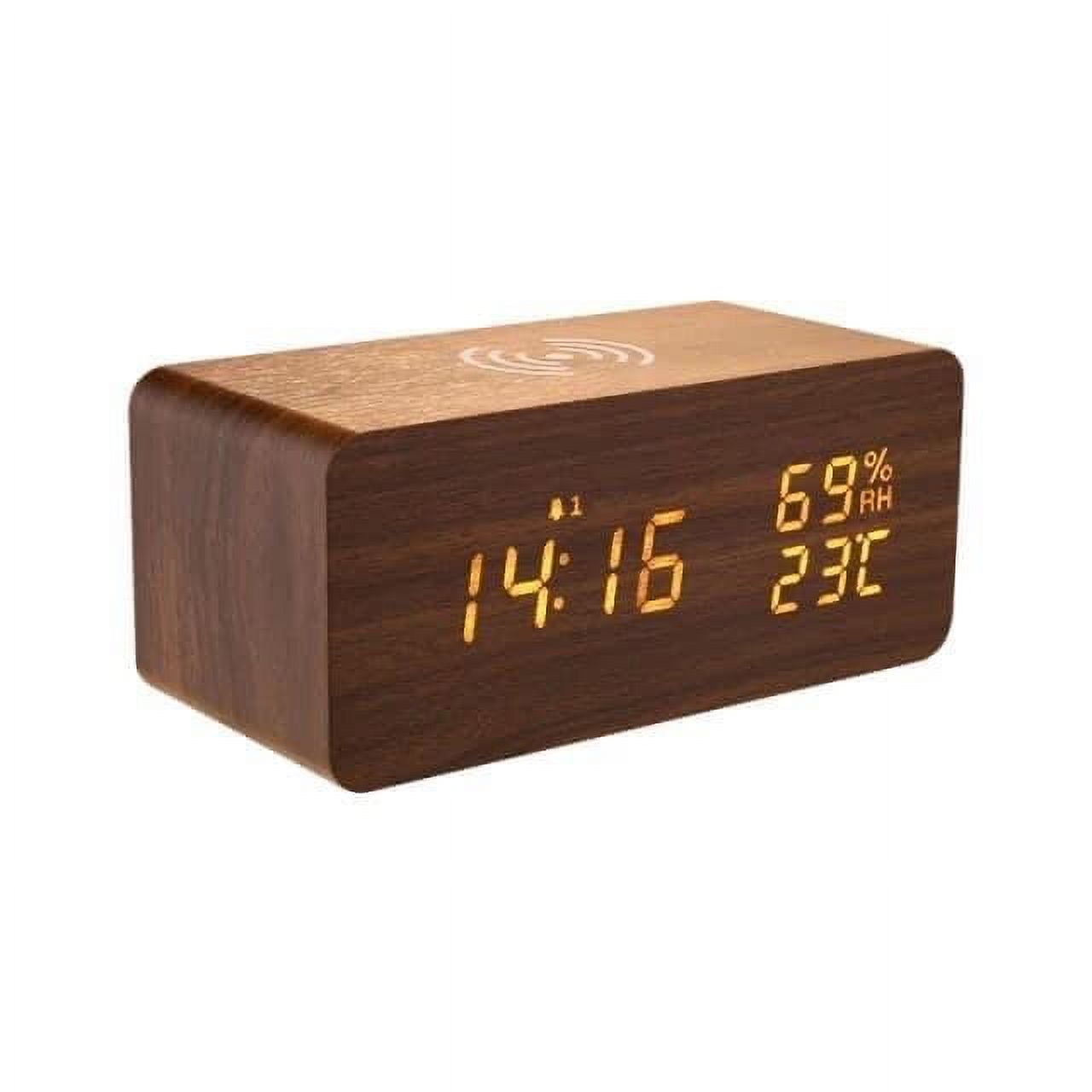 Dekohm Led Wooden Wireless Charger Clock Color:Brown Wood - Walmart.com