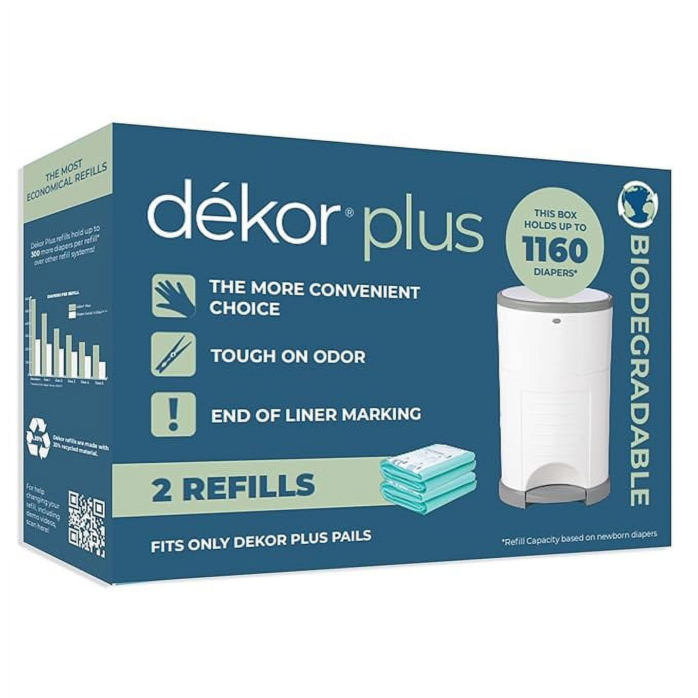 Dekor Plus Diaper Pail Biodegradable Refills | 2 Count | Most ...