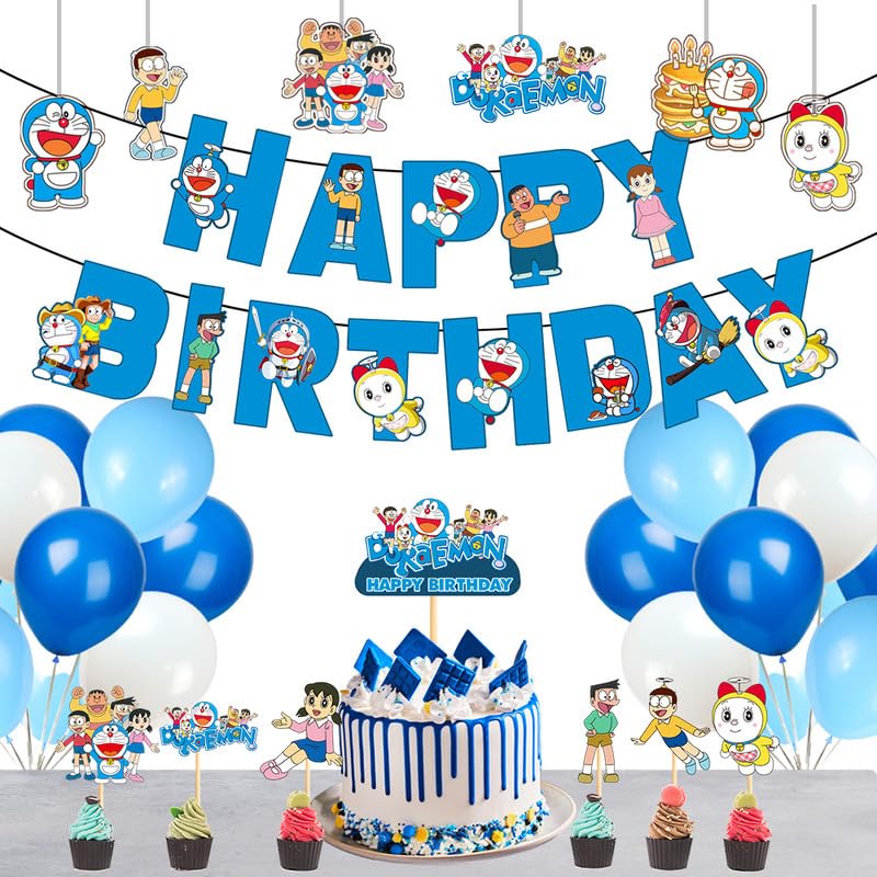 Dekor Spree Doremon Theme Birthday Decoration Items Banner Mini Kit for ...