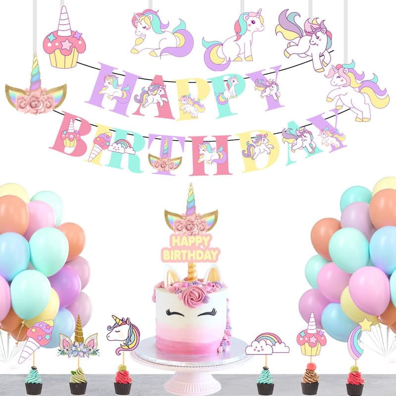 Dekor Spree Unicorn Theme Birthday Decoration Items Banner Mini Kit for ...