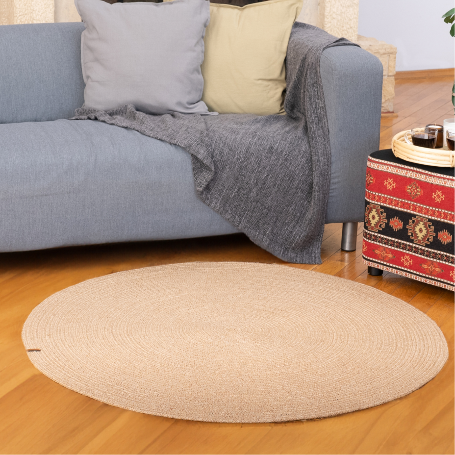 Vipanth Exports Round Grey with Beige Border Jute Rug , Area Rug For ...
