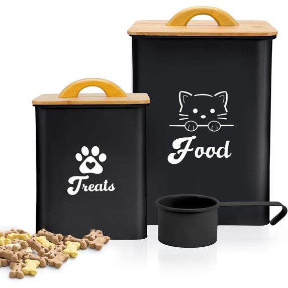 Dekosilave Cat Food Storage Container with Scoop, 2PCS Cat Food Storage ...