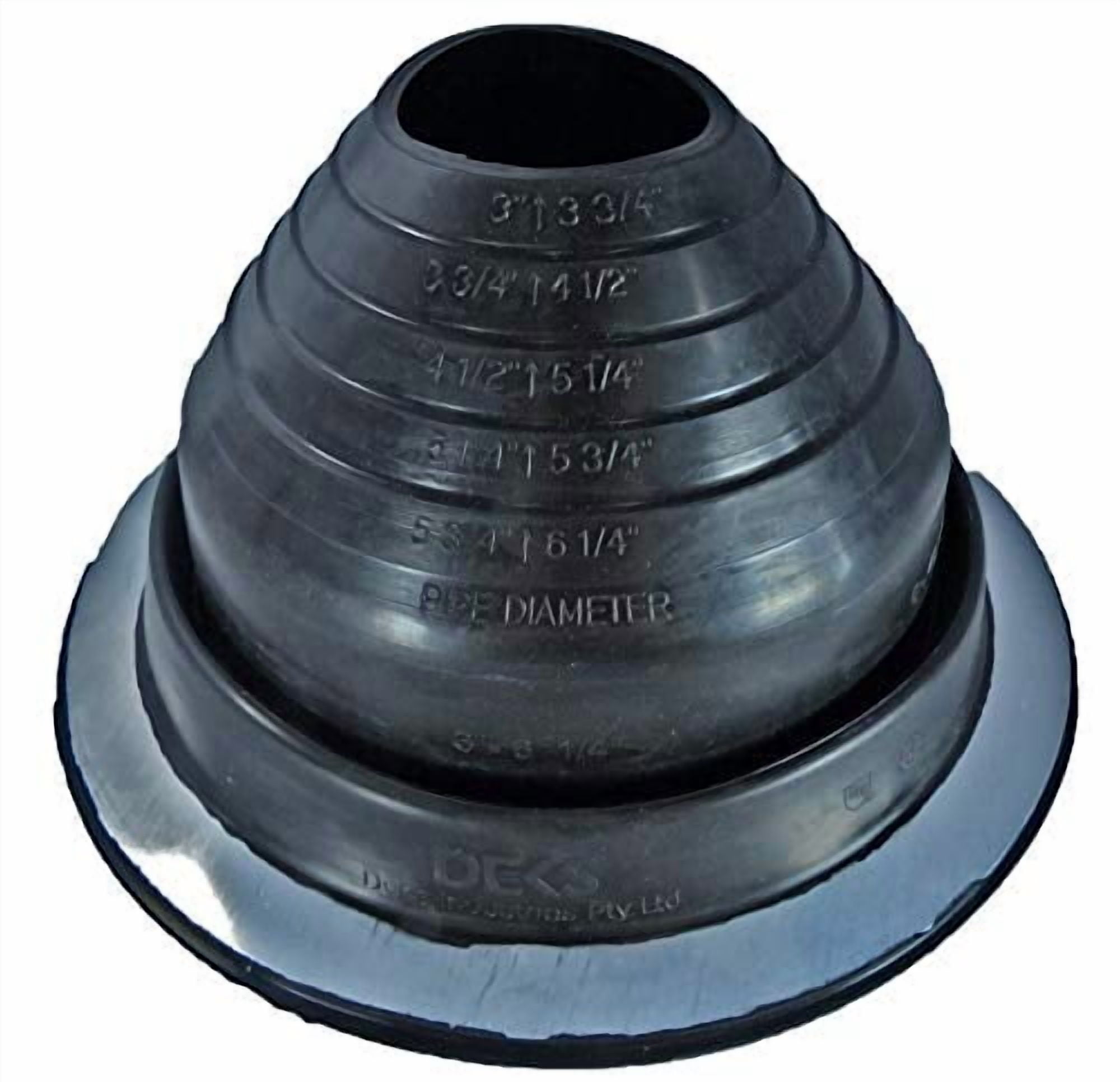 Dektite #4 Black EPDM Metal Roof Pipe Flashing, Round Base, Pipe OD 3 ...