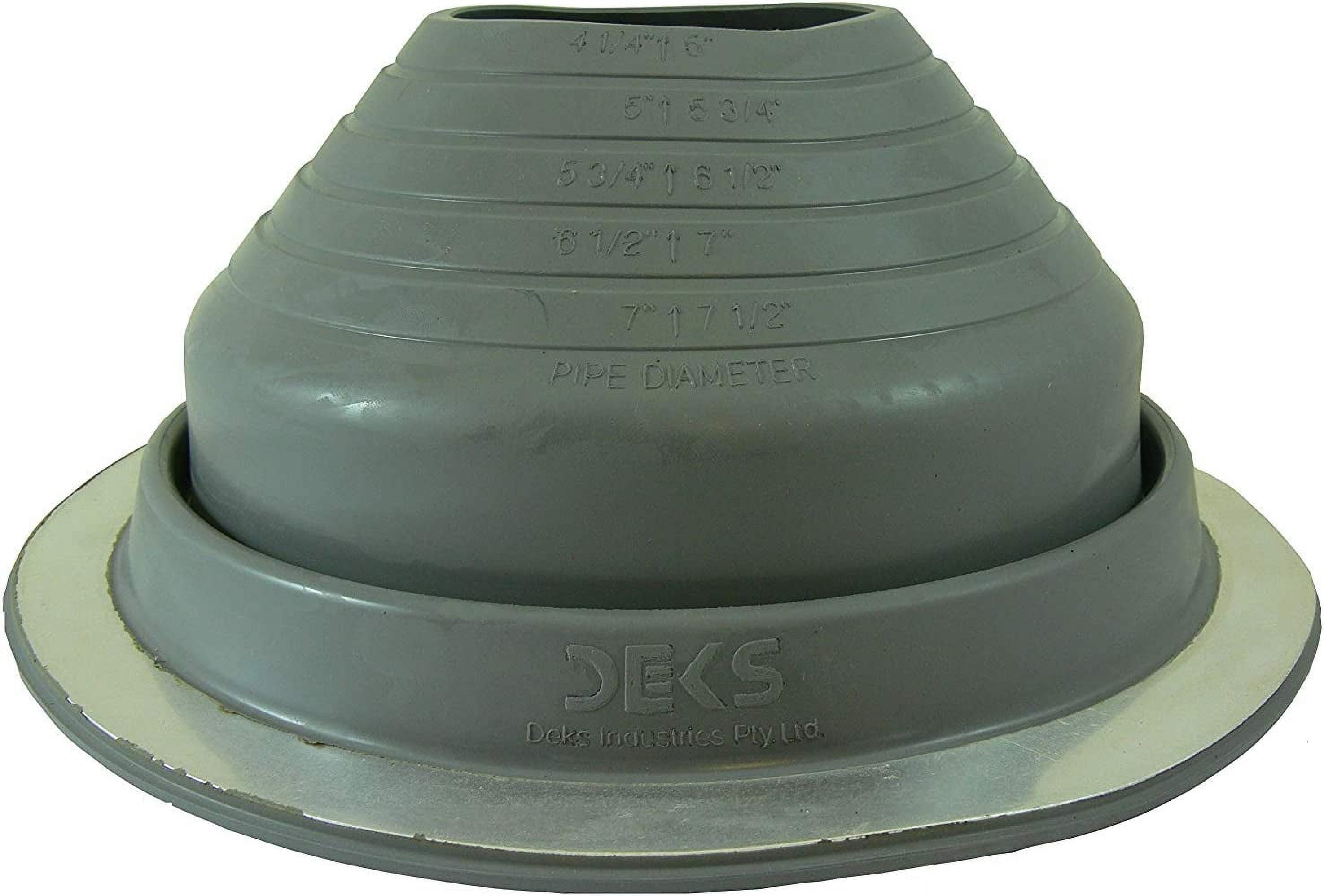 Dektite #5 Gray EPDM Metal Roof Pipe Flashing, Round Base, Pipe OD 4-1/ ...