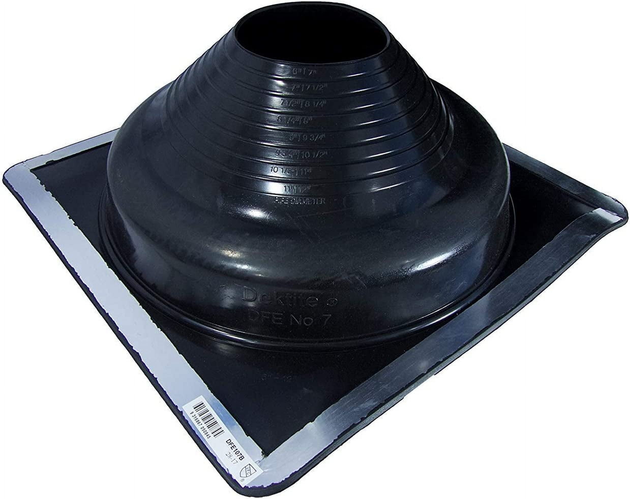 Dektite Premium #7 Black EPDM Metal Roof Pipe Flashing, Square Base, Pipe OD 6" to 12" - Walmart.com