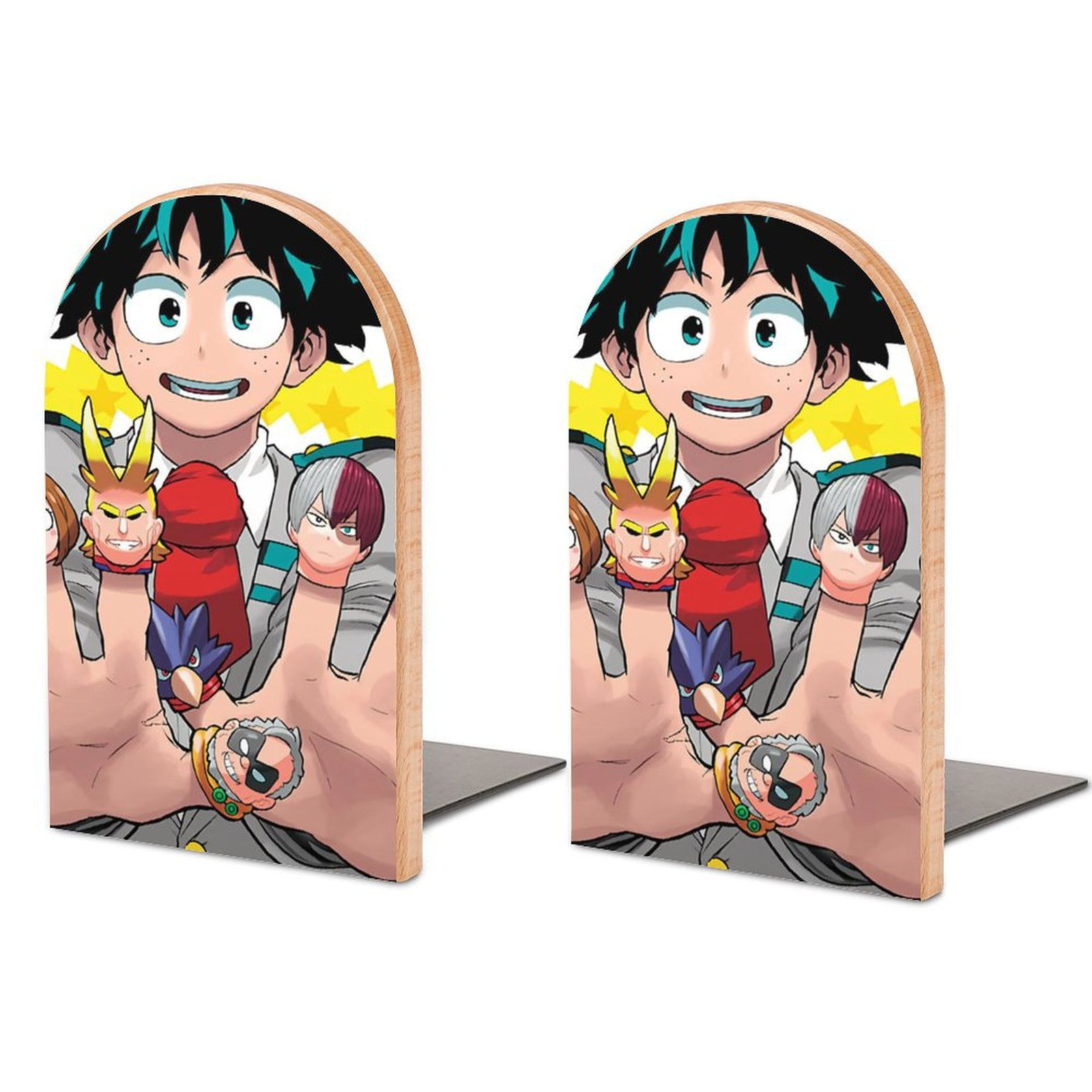 Deku Boku No Hero Bookends Wood Book Divider Decor Shelves Non-Skid ...