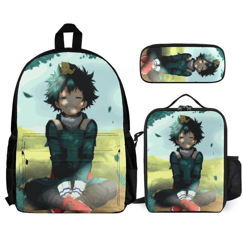 Deku Izuku My Hero Academia Backpack With Lunch Bag Pencil Case Pen Bag ...