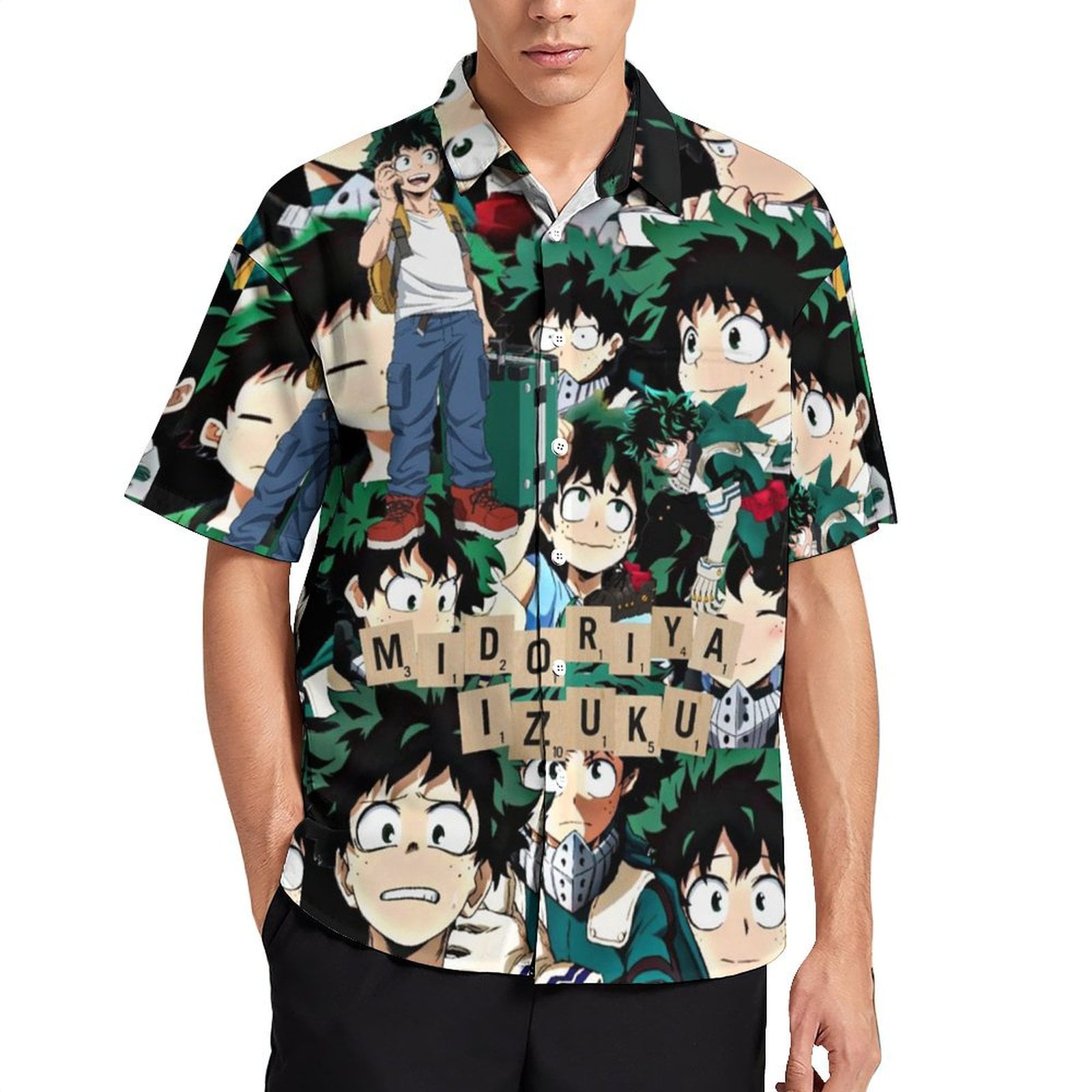 Deku Izuku My Hero Academia Men's Button-Down Shirts Daily Casual Beach ...