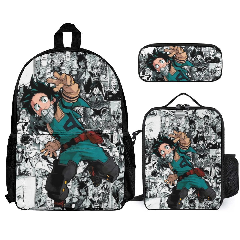 Deku My Hero Academia Izuku Backpack With Lunch Bag Pencil Case Pen Bag ...