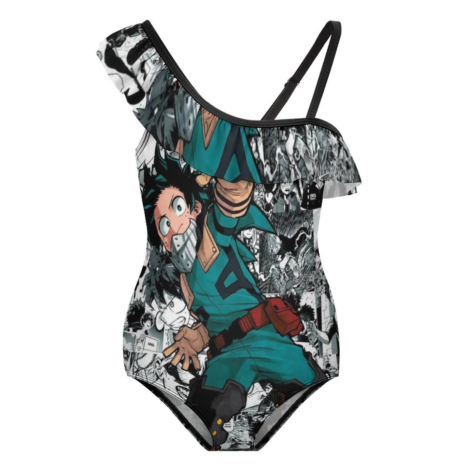 Deku My Hero Academia Izuku One-Piece Swimsuit for Girls Adjustable One ...