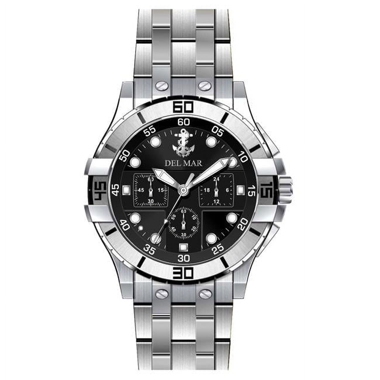 Del Mar 200M Stainless Steel Black Anchor Dial Chronograph Band Watch ...