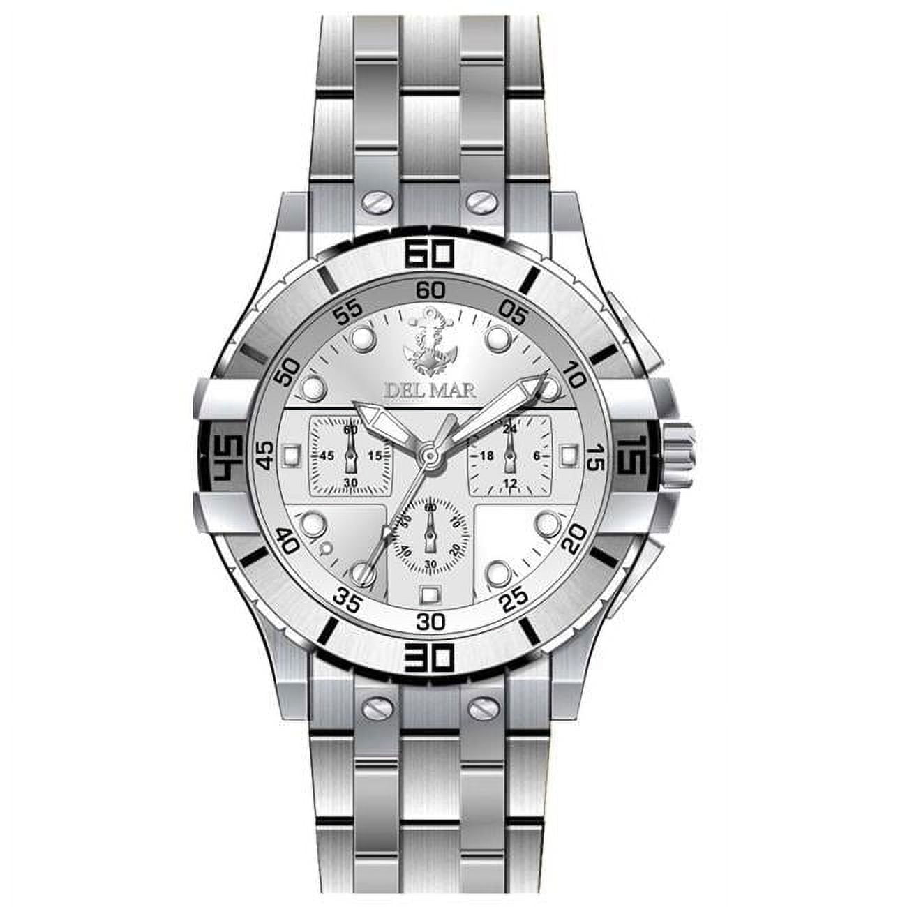 Del Mar 200M Stainless Steel Silver Anchor Dial Chronograph Band Watch ...