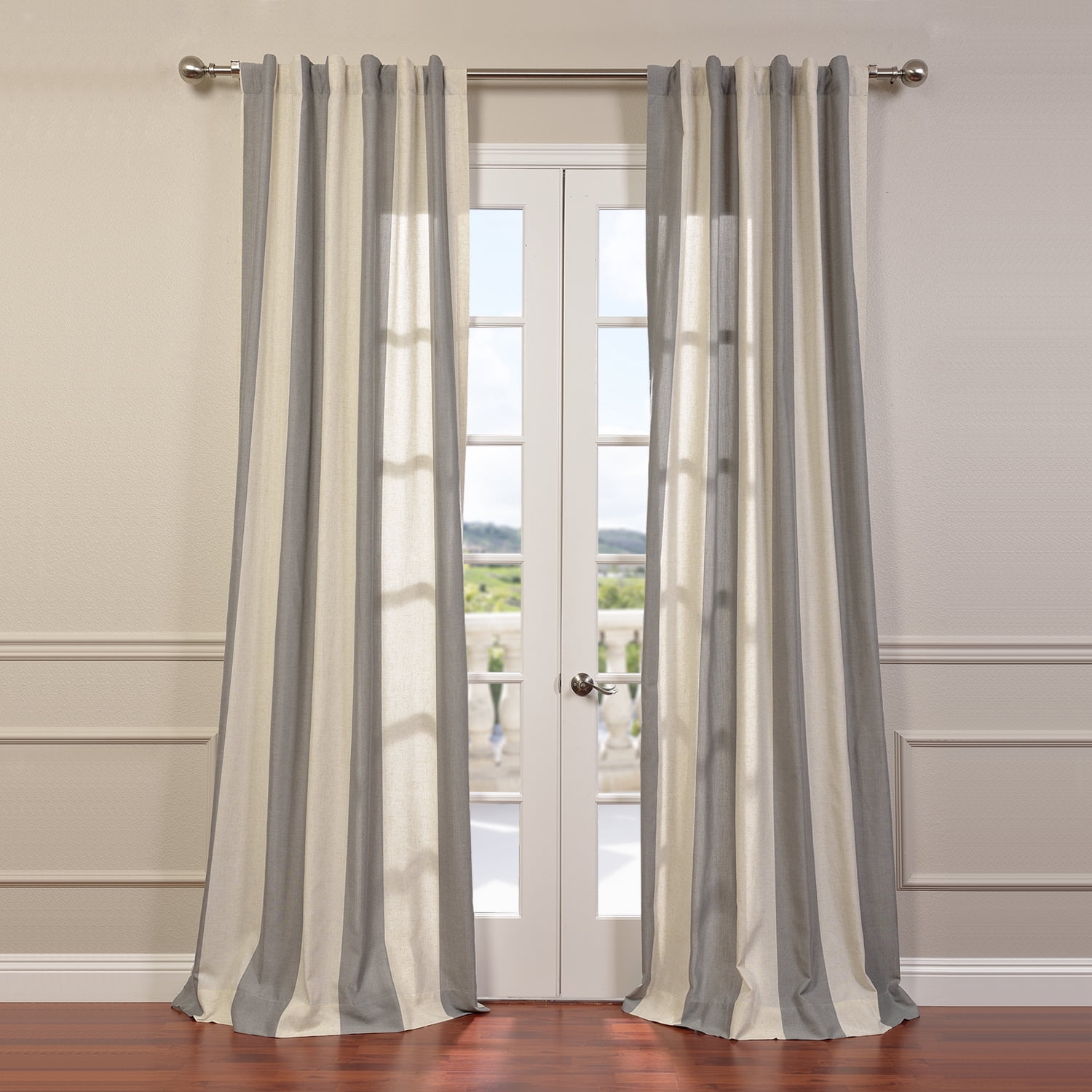 Del Mar Grey Striped Linen Blend Sheer Curtain (1 Panel), Del Mar Grey, 50W X 84L - Walmart.com