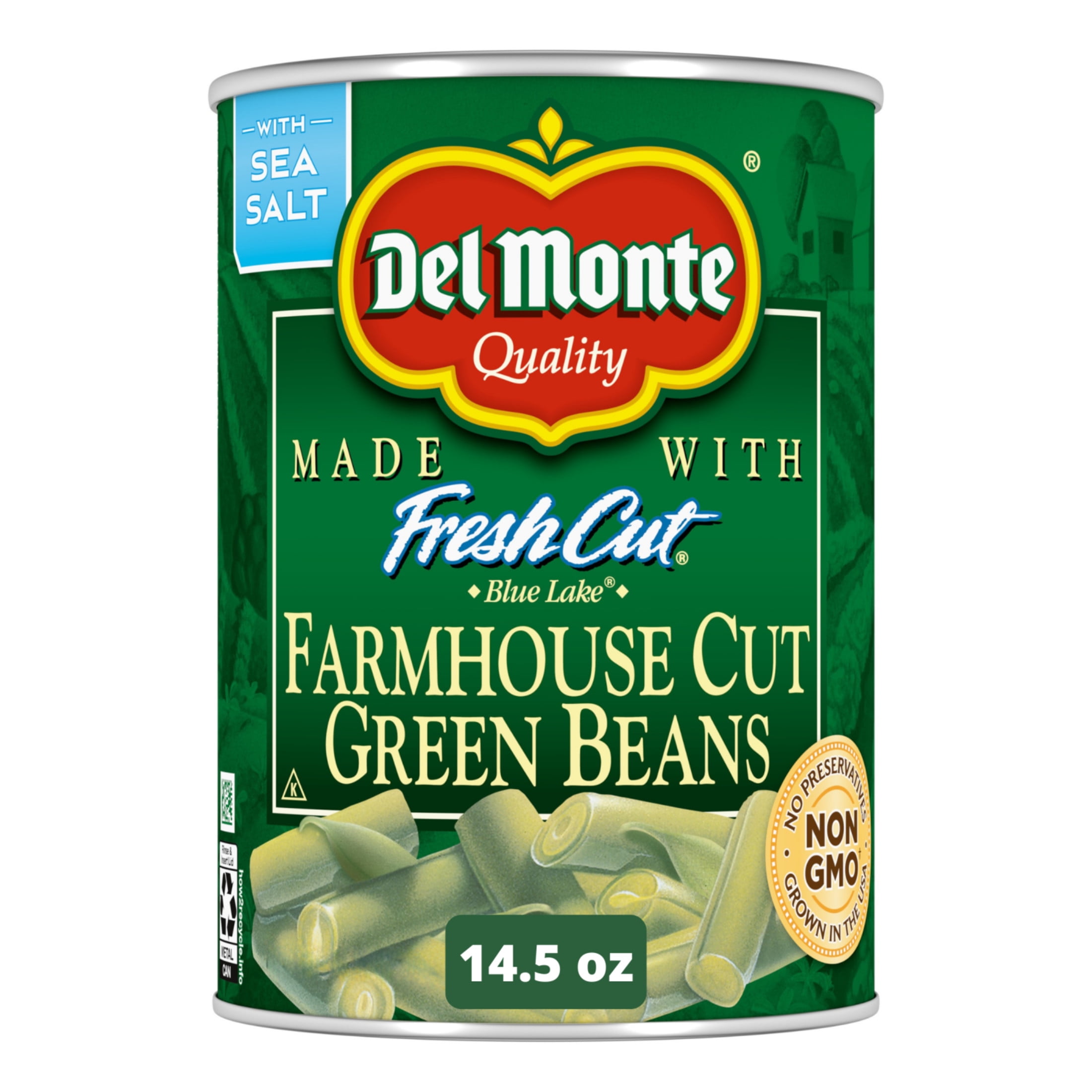 Del Monte Blue Lake Farmhouse Cut Green Beans, 14.5 oz Can, Canned ...
