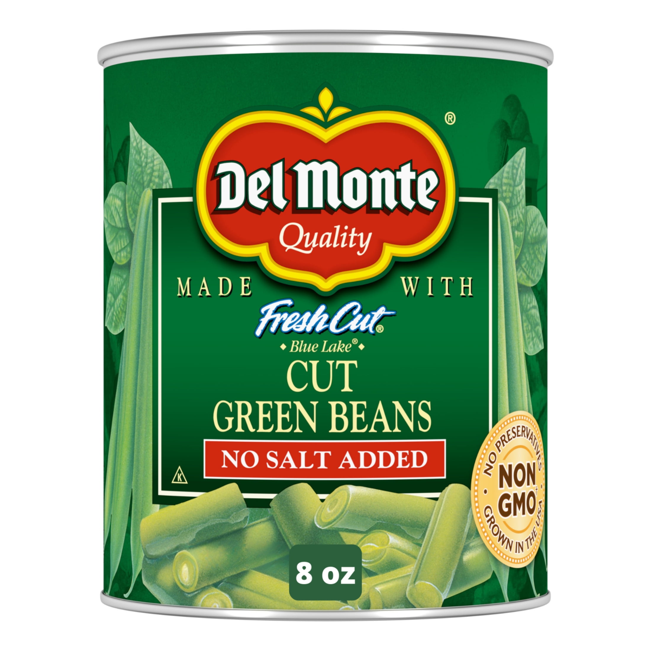Del Monte Blue Lake No Salt Added Cut Green Beans,Canned Vegetables 8 ...