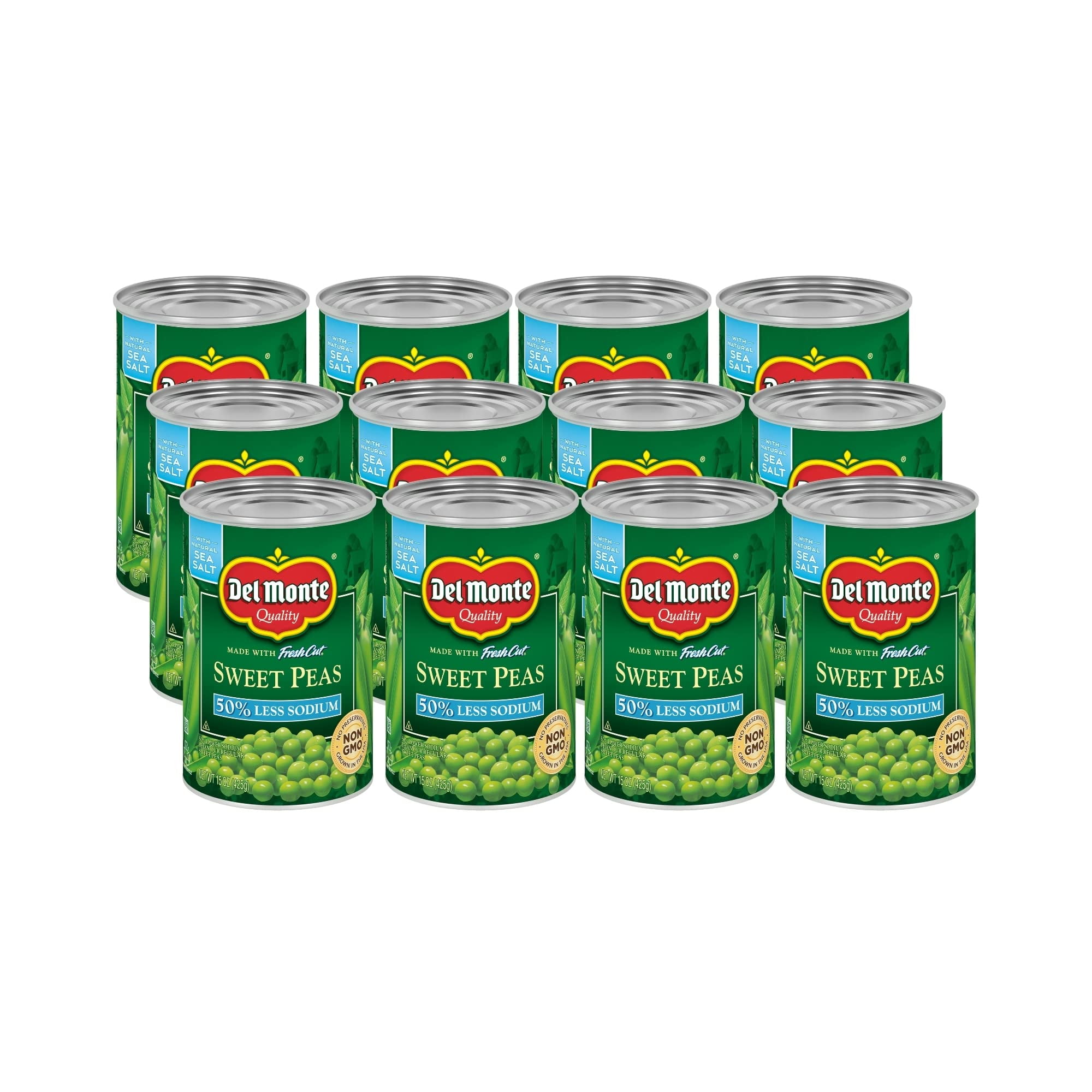 Del Monte Canned Sweet Peas with KKS1 50% Less Sodium, 15 Ounce (Pack ...