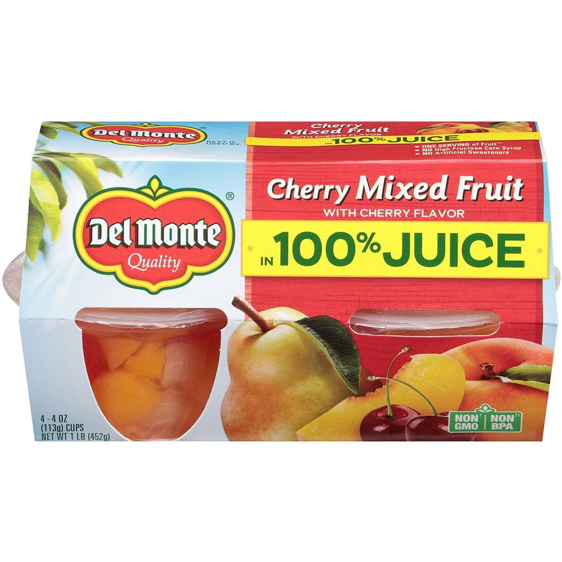 Del Monte Cherry Mixed Fruit In Light Syrup Cherry Flavor, 4 ct ...