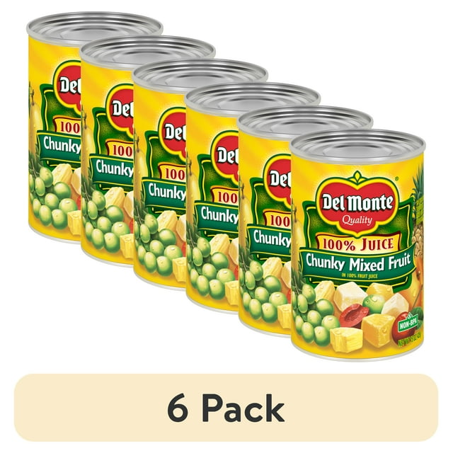 (6 pack) Del Monte Chunky Mixed Fruit, 100% Juice, Canned Fruit, 15 oz ...
