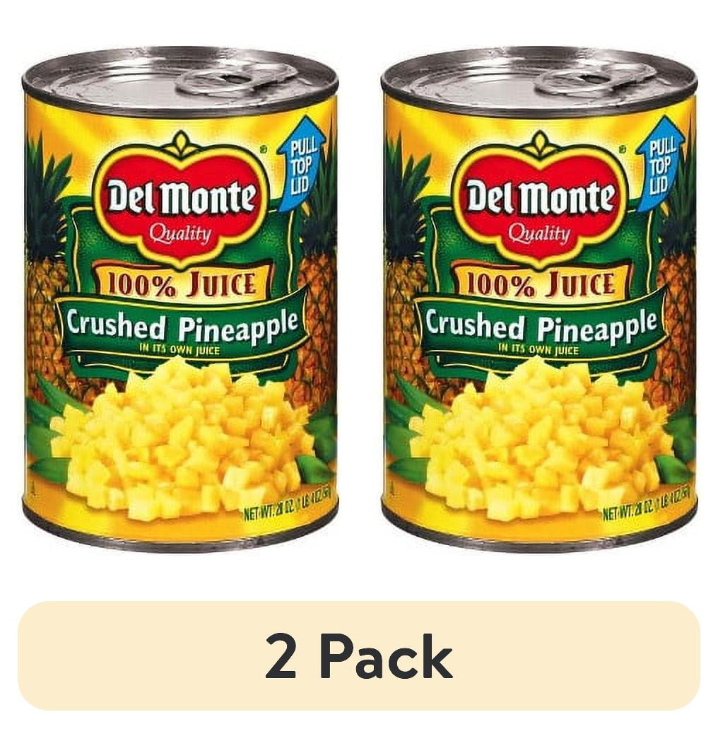 (2 pack) Del Monte Crushed Pineapple, 100% Juice, Canned Fruit, 20 oz ...