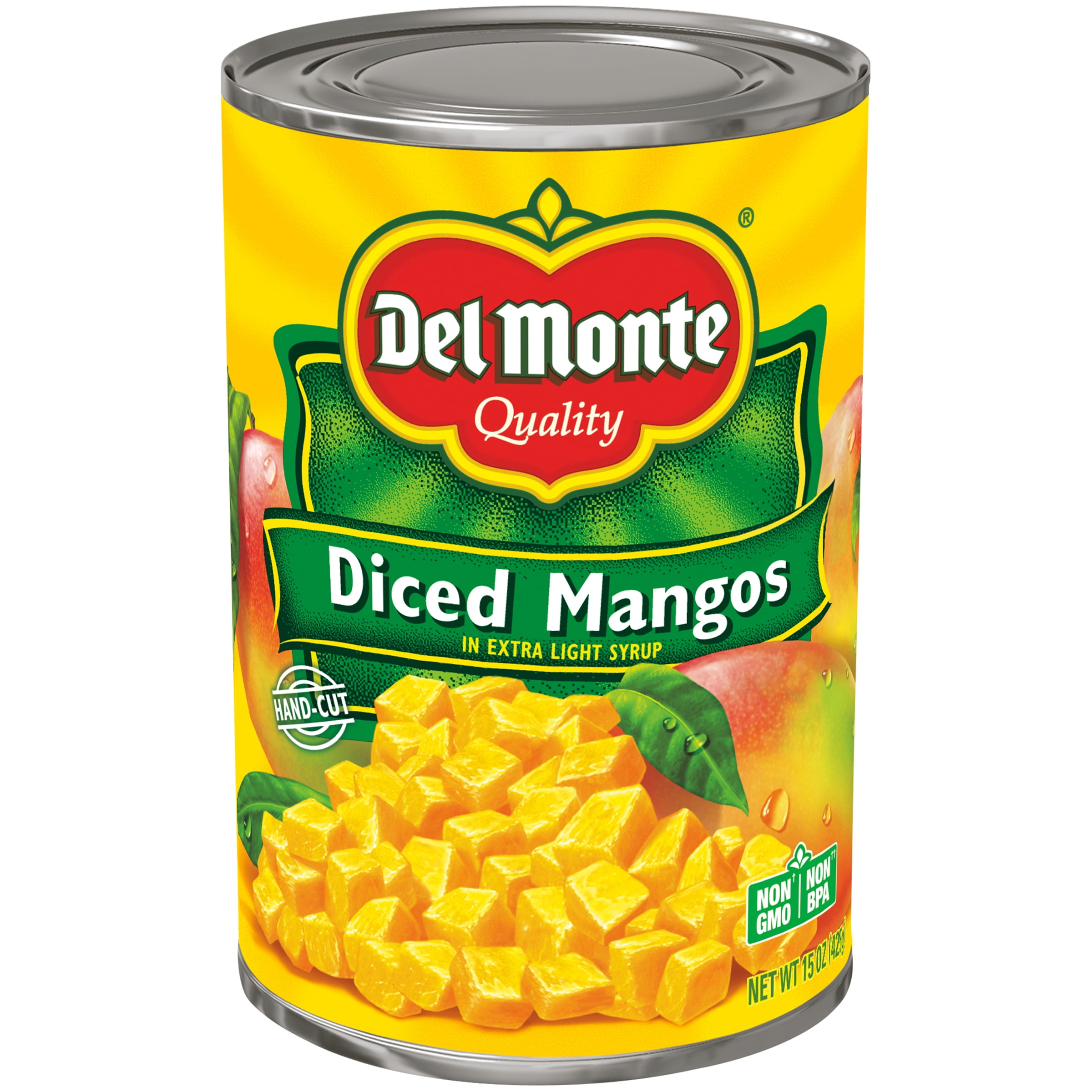 Del Monte Diced Mango in Extra Light Syrup, Non-GMO, Non-BPA, Ready-to-Eat Canned Fruit, 15 oz ...