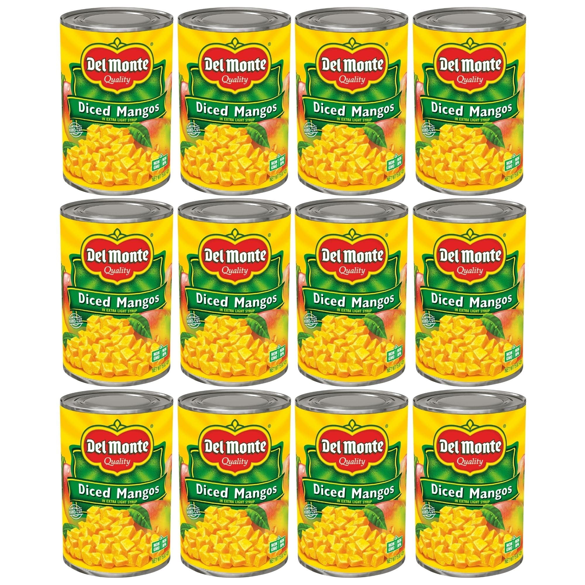 Del Monte Diced Mango in Extra KKS1 Light Syrup, Canned Fruit, 12 Pack ...