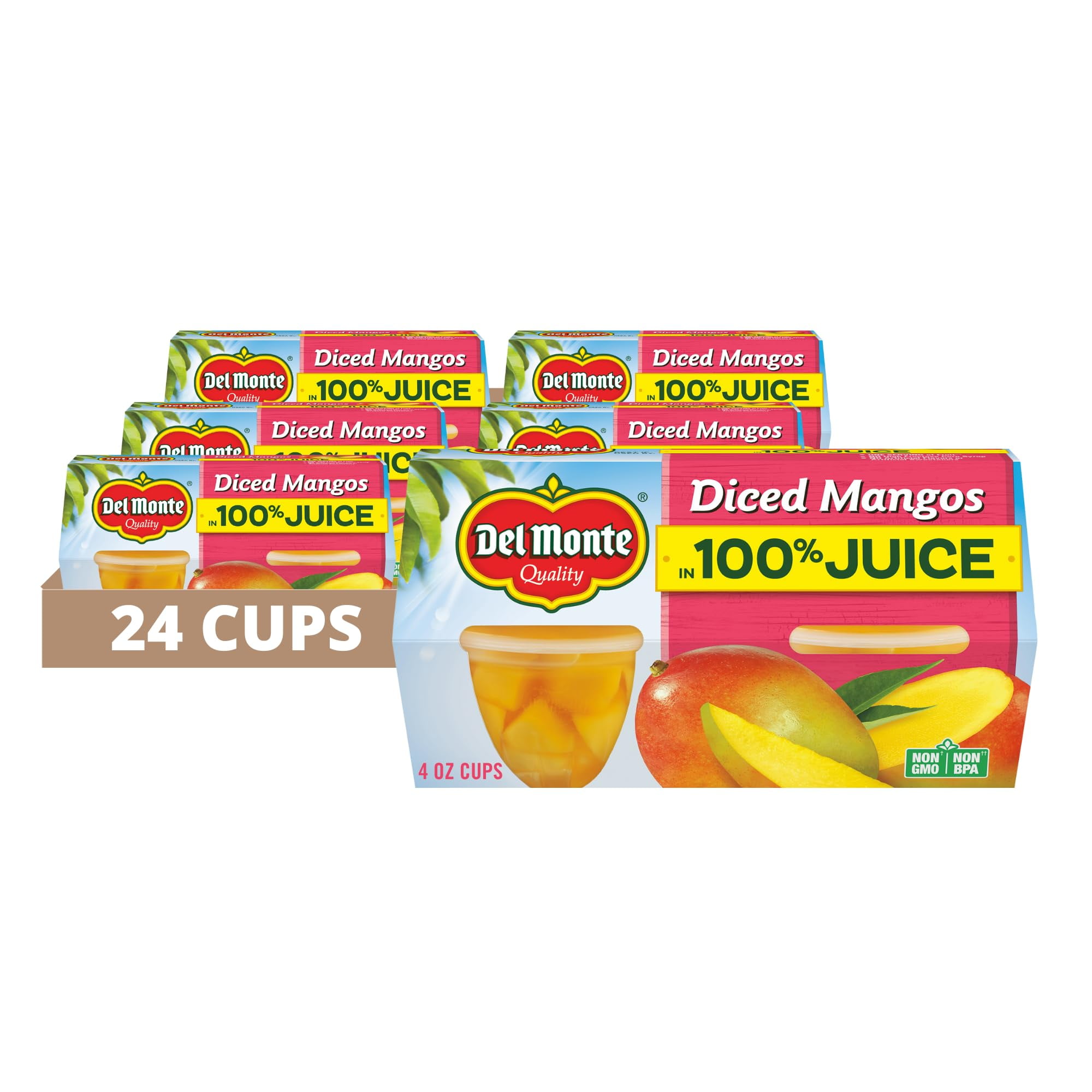Del Monte Diced Mangoes Fruit Cups, AD01 4.4 Ounce (Pack of 24 ...