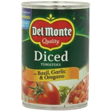 Del Monte Diced Tomatoes Basil, Garlic And Oregano, 14.5-Ounce (Pack Of ...