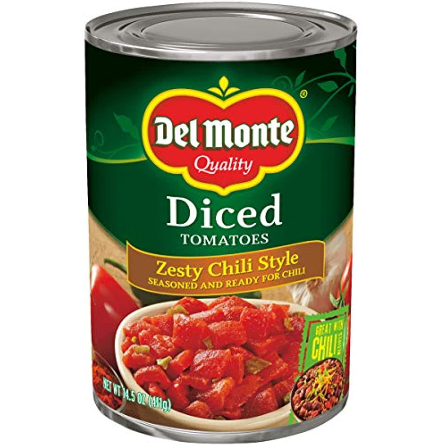 Del Monte Diced Tomatoes Zesty Chili Style, 14.5-Ounce (Pack Of 12 ...