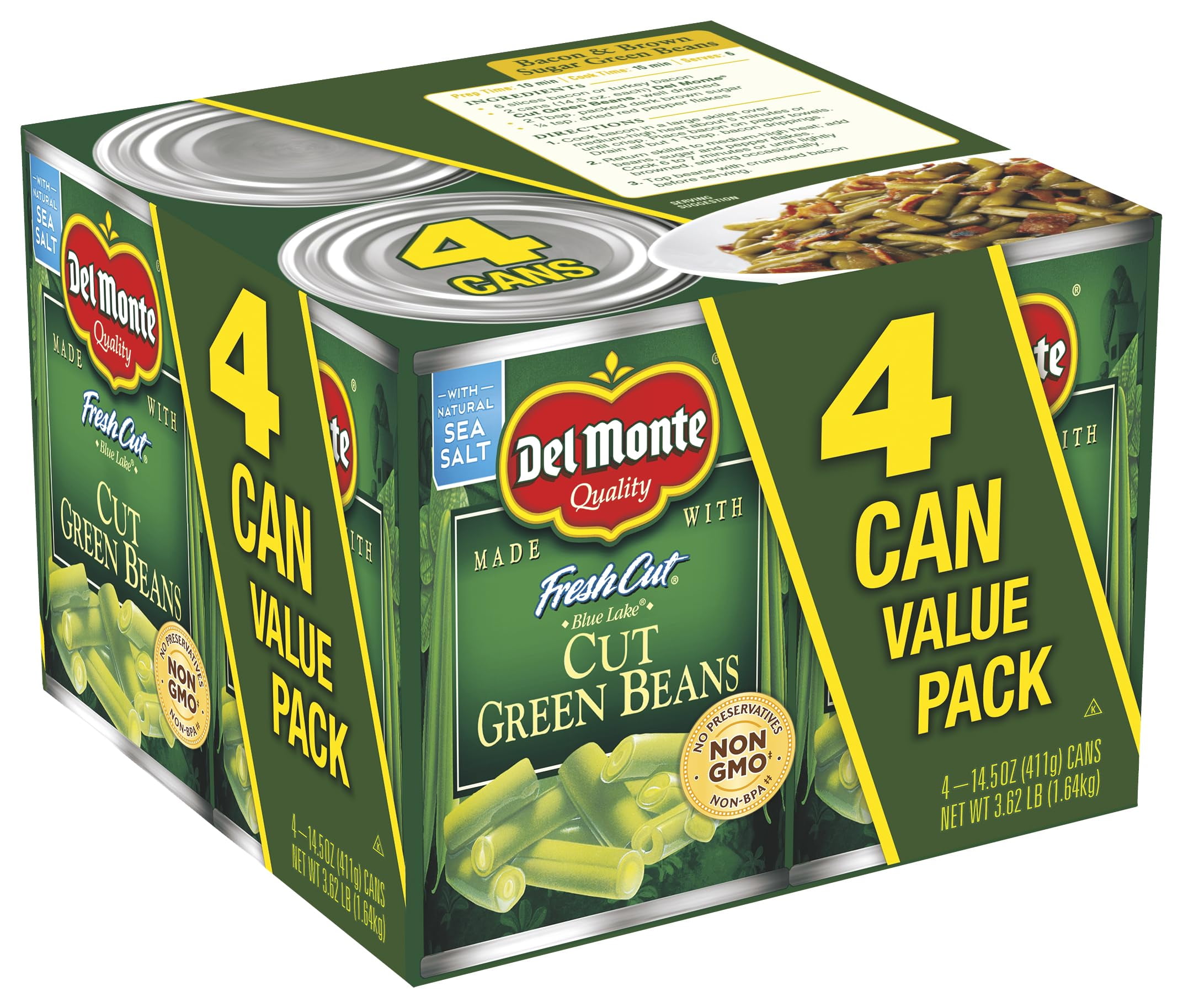 Del Monte FRESH CUT BLUE LAKE KKS1 Cut Green Beans, Canned Vegetables ...