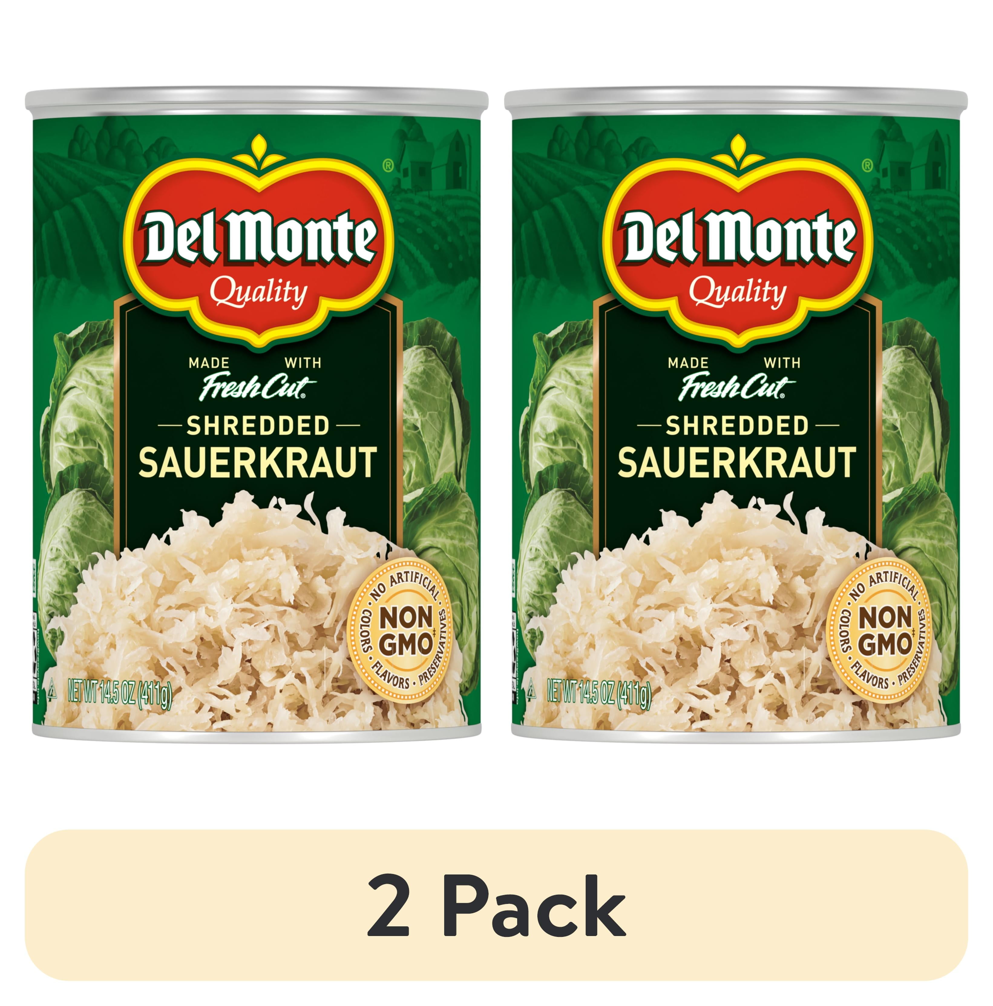 (2 pack) Del Monte Fresh Cut Canned Vegetables Shredded Sauerkraut, 14. ...