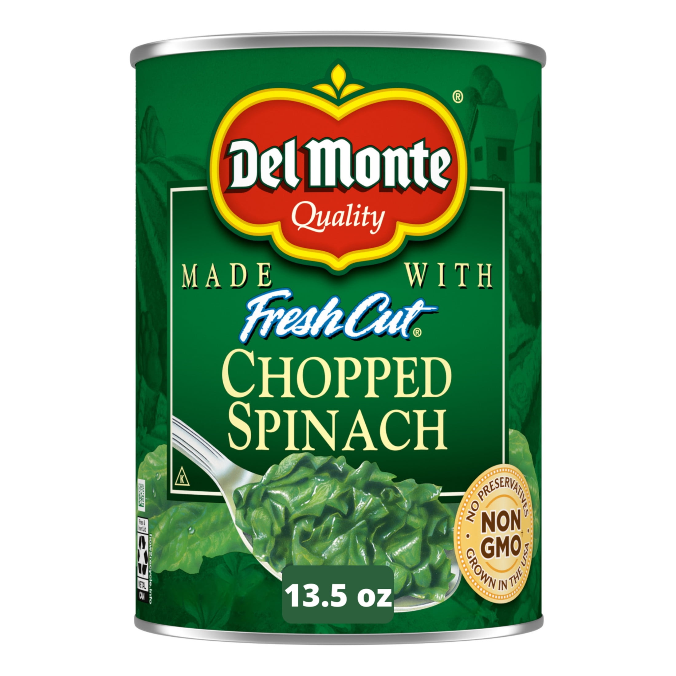 Del Monte Fresh Cut Chopped Spinach with Sea Salt, 13.5 oz Can ...