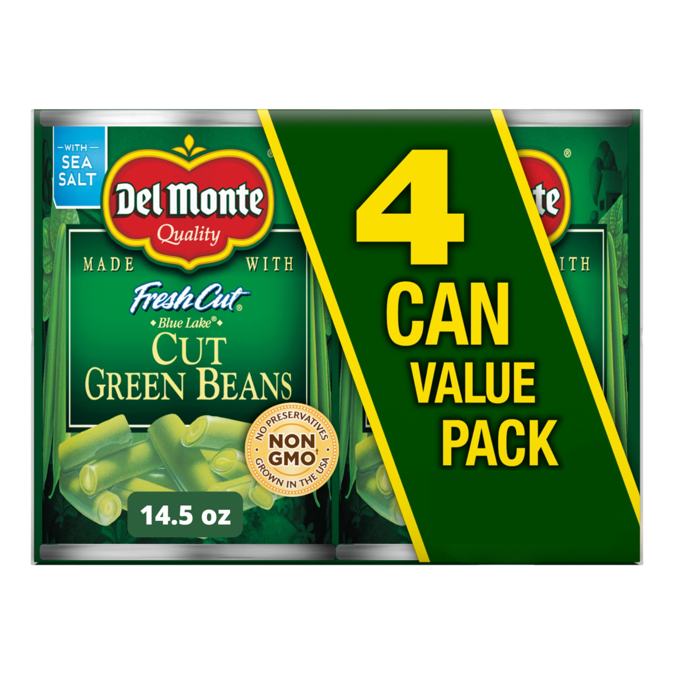 Del Monte Fresh Cut Green Beans, Canned Vegetables, 14.5 oz Can (Pack ...