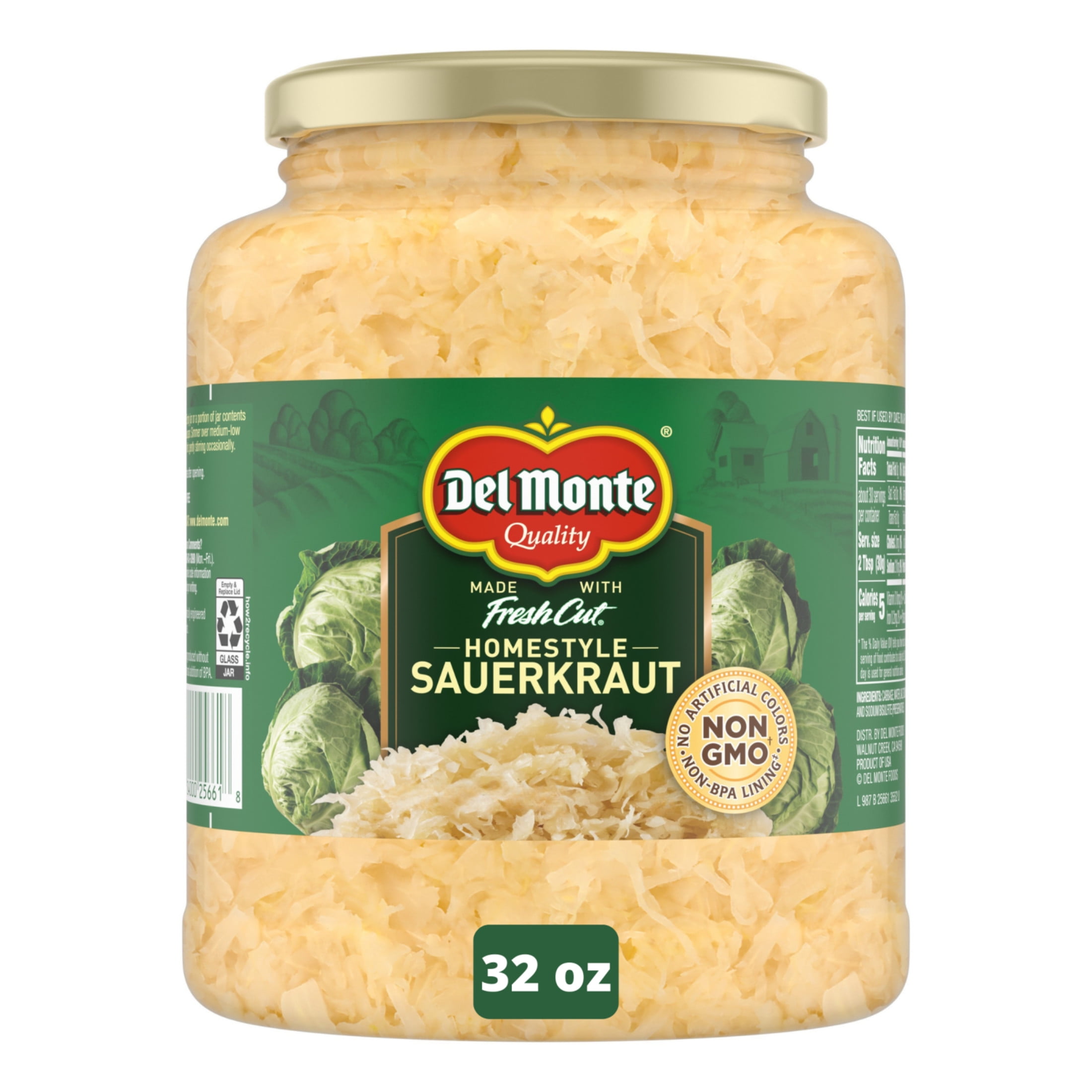 Del Monte Homestyle Sauerkraut, 32 oz Glass Jar - Walmart.com