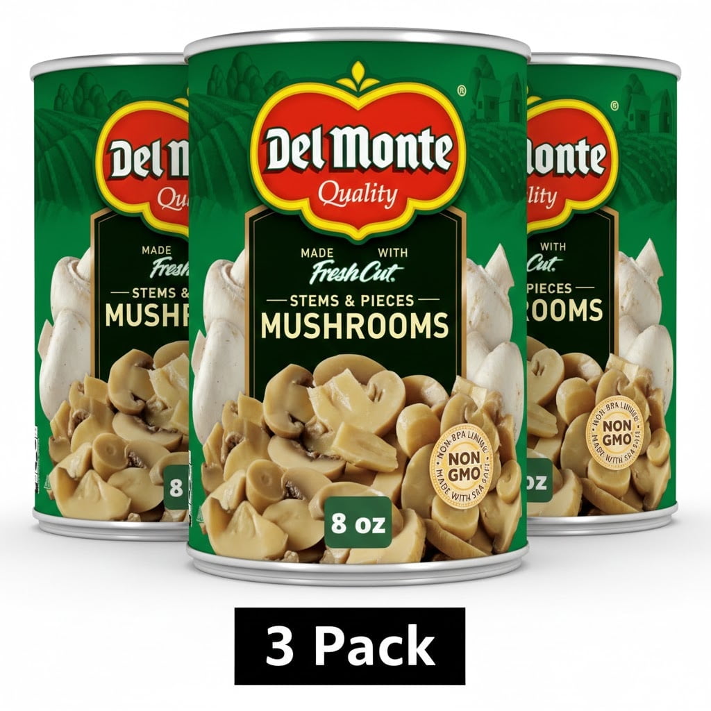 Del Monte Fresh Cut Mushroom Stems and Pieces, 8 oz Can, Canned ...