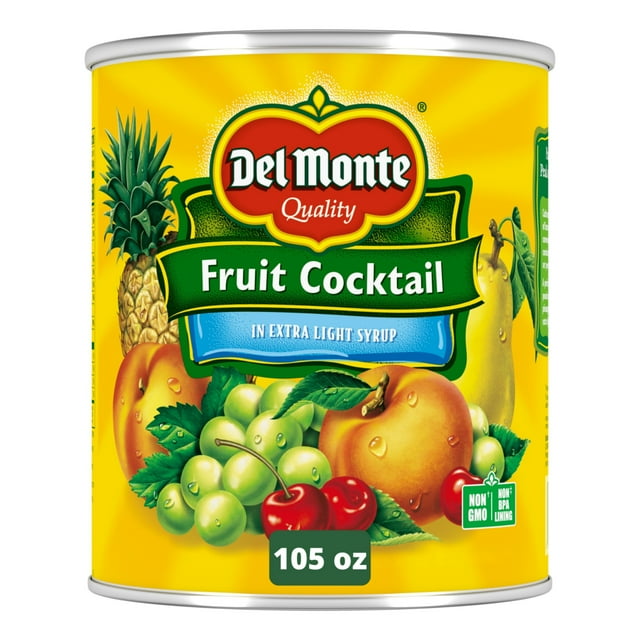 Del Monte Lite Fruit Cocktail in Extra Light Syrup, 105 oz Can, Non-GMO ...