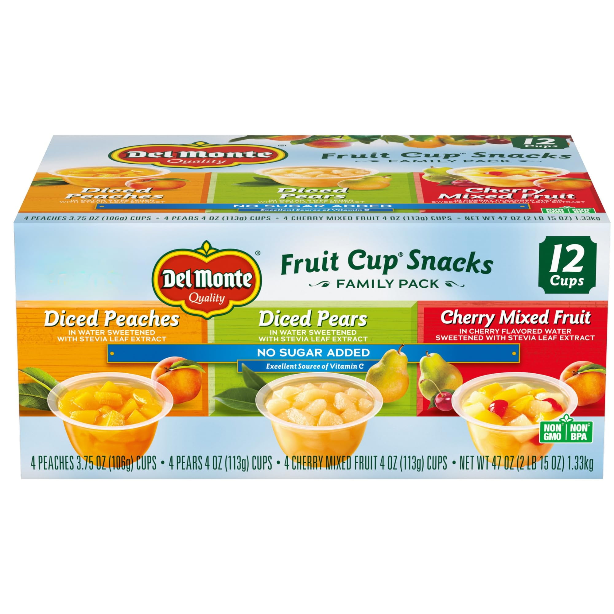 Del Monte Fruit Cup ESF27 Snacks Variety Pack with No Added Sugar, 4 oz ...