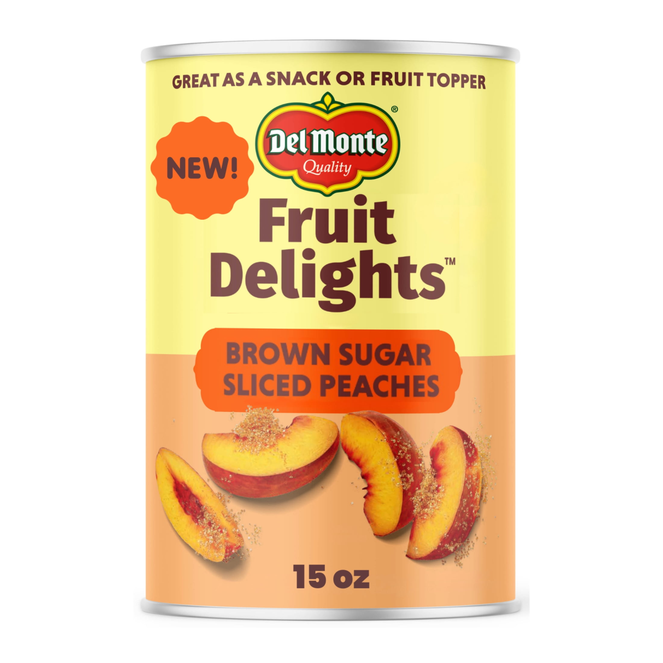 Del Monte, Fruit Delights Sliced Peaches, 15 oz Can, Brown Sugar Syrup ...