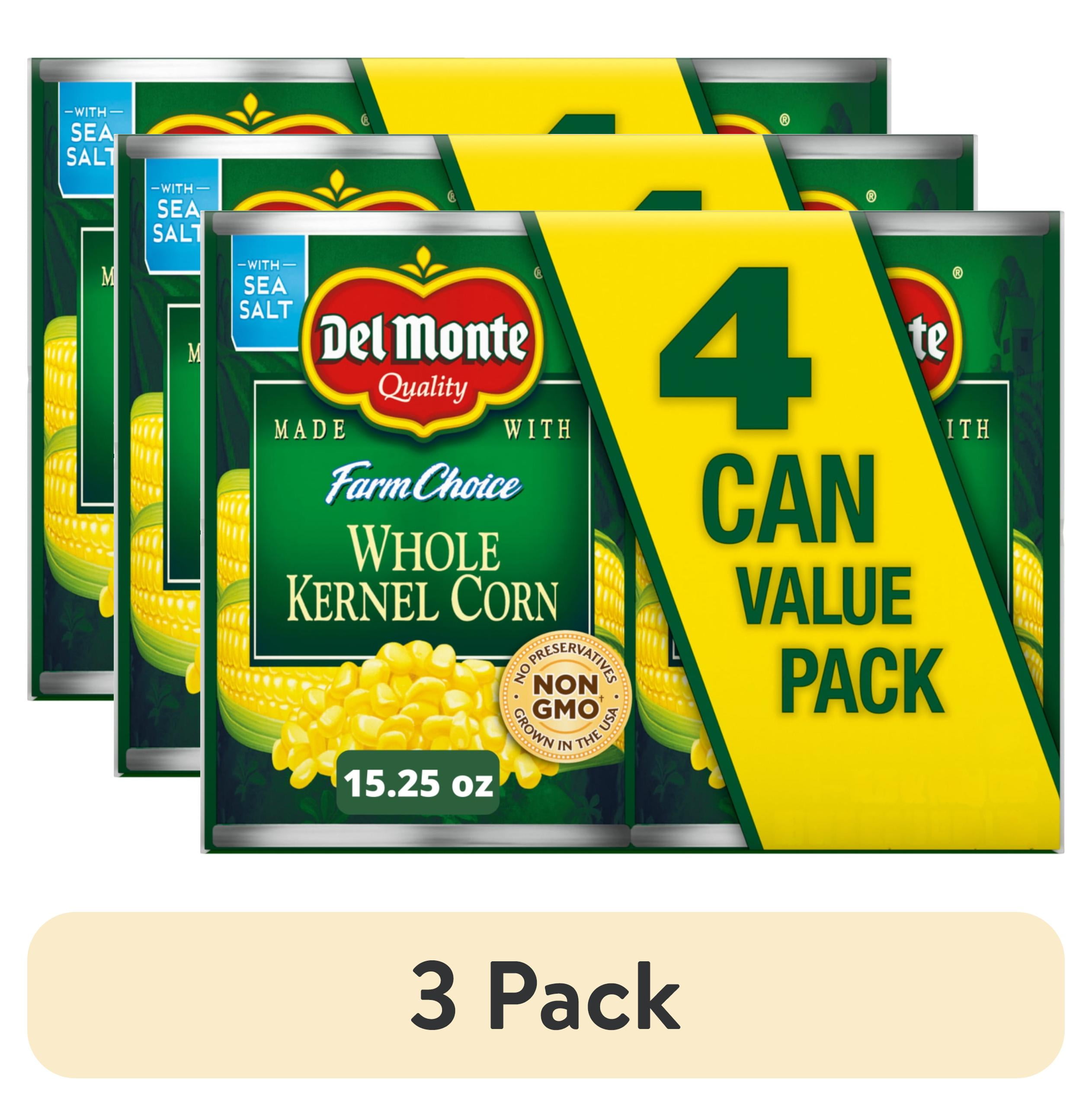 (3 pack) Del Monte Golden Sweet Whole Kernel Corn, Canned Vegetables ...