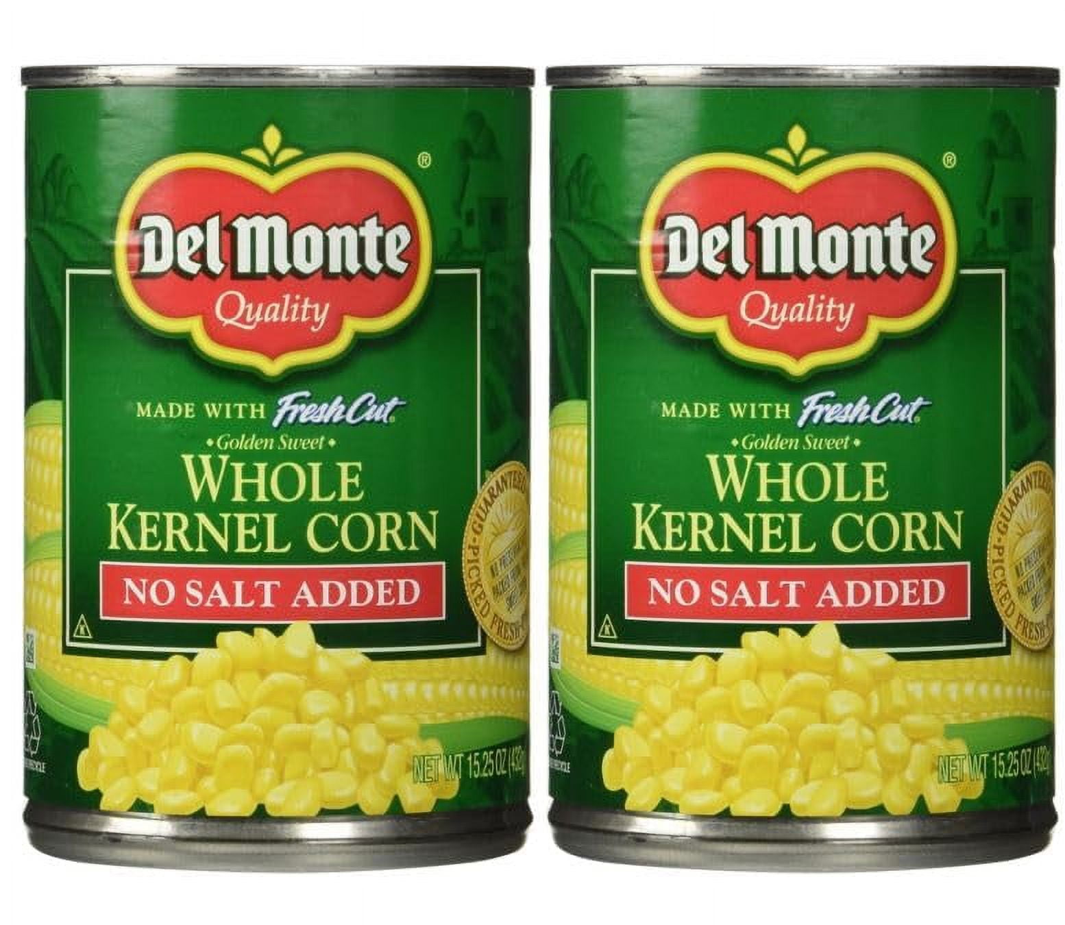 Del Monte Golden Sweet Whole Kernel Corn No Salt Added, Pack of 2 ...