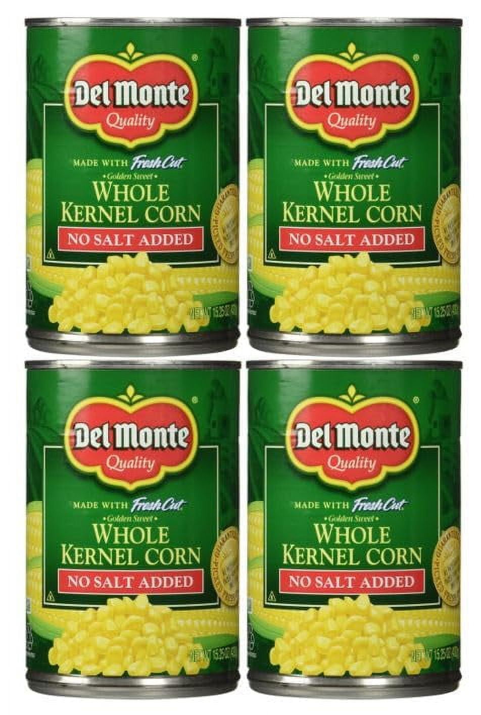 Del Monte Golden Sweet Whole Kernel Corn No Salt Added, Pack of 4 ...
