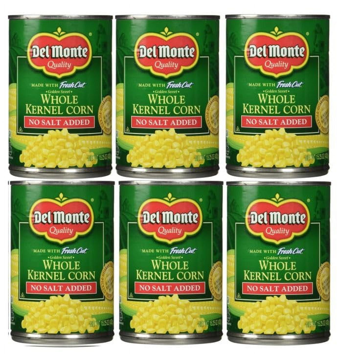Del Monte Golden Sweet Whole Kernel Corn No Salt Added, Pack of 6 ...