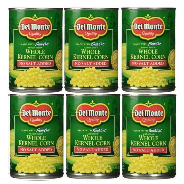Del Monte Golden Sweet Whole Kernel Corn No Salt Added, Pack of 6 ...
