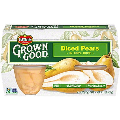 Del Monte Grown Good Diced Pears 4 oz Cups, 4 ct - Walmart.com